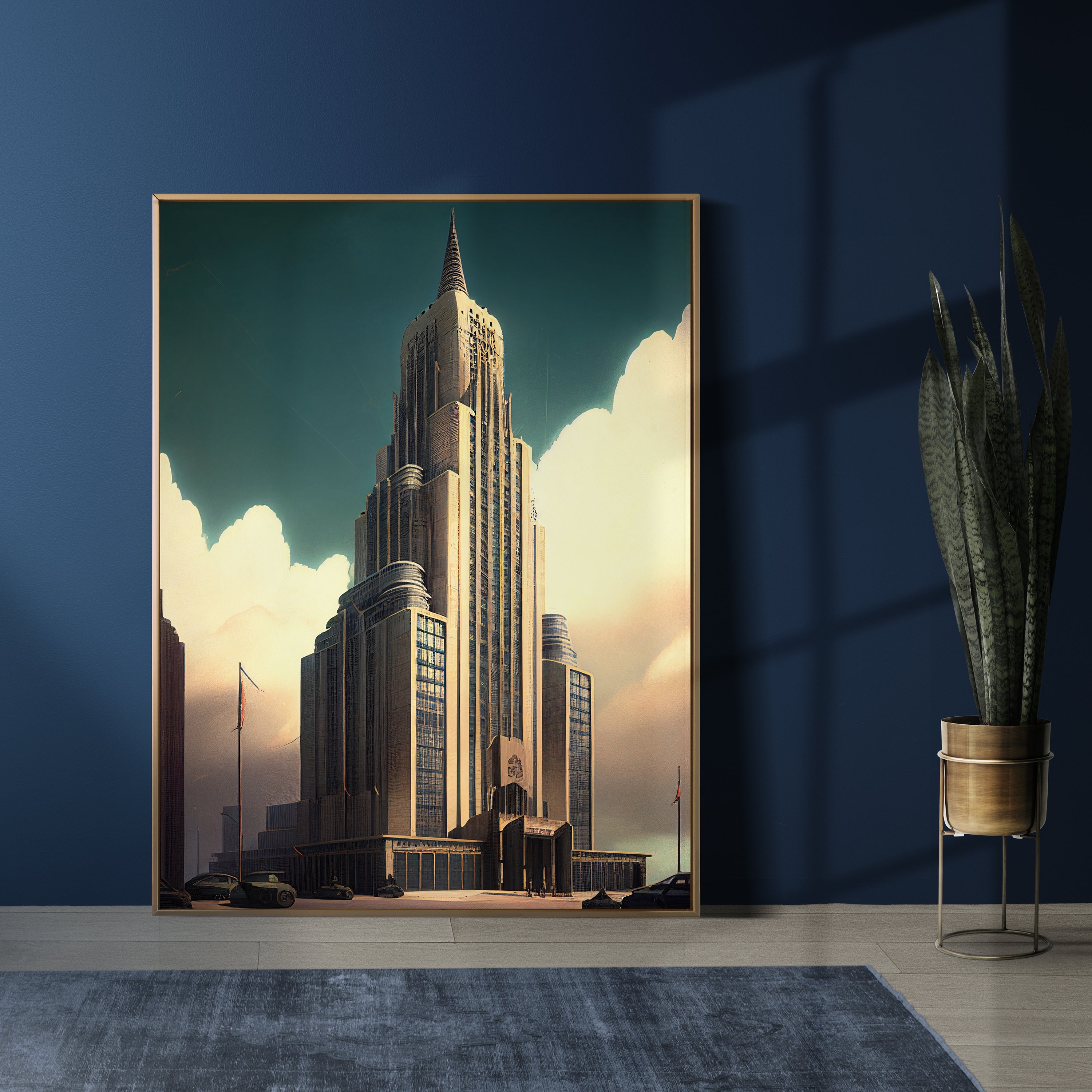 Vintage Skyscraper Art Deco Inspired Print Classic Architecture Wall ...