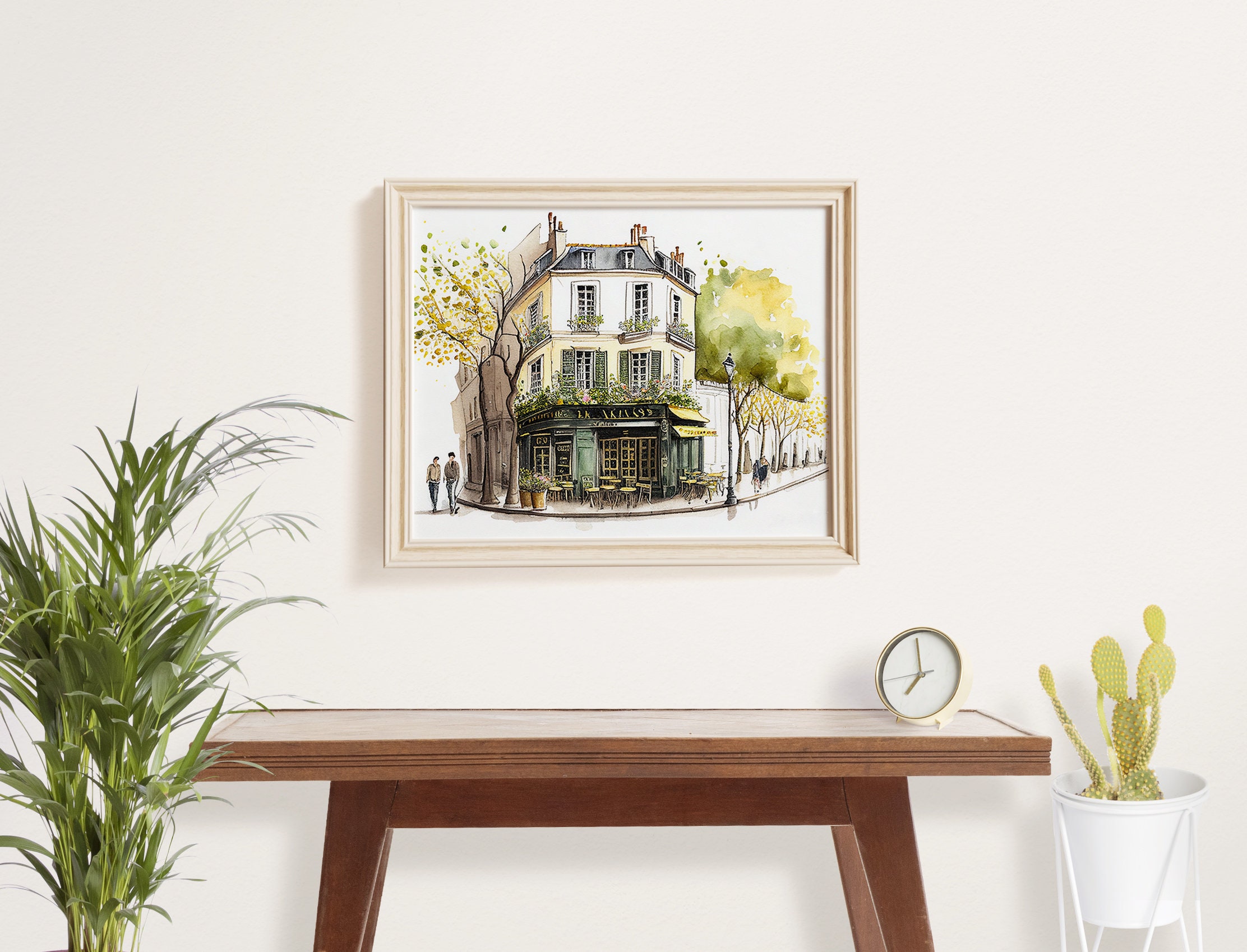 Watercolor Ink Illustration Parisian Restaurant Scene Charming French ...