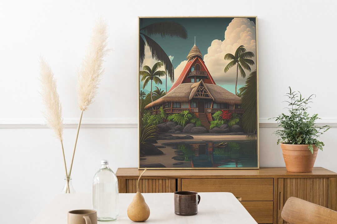 Polynesian Style Beach Hut Printable | Tropical Island Getaway ...