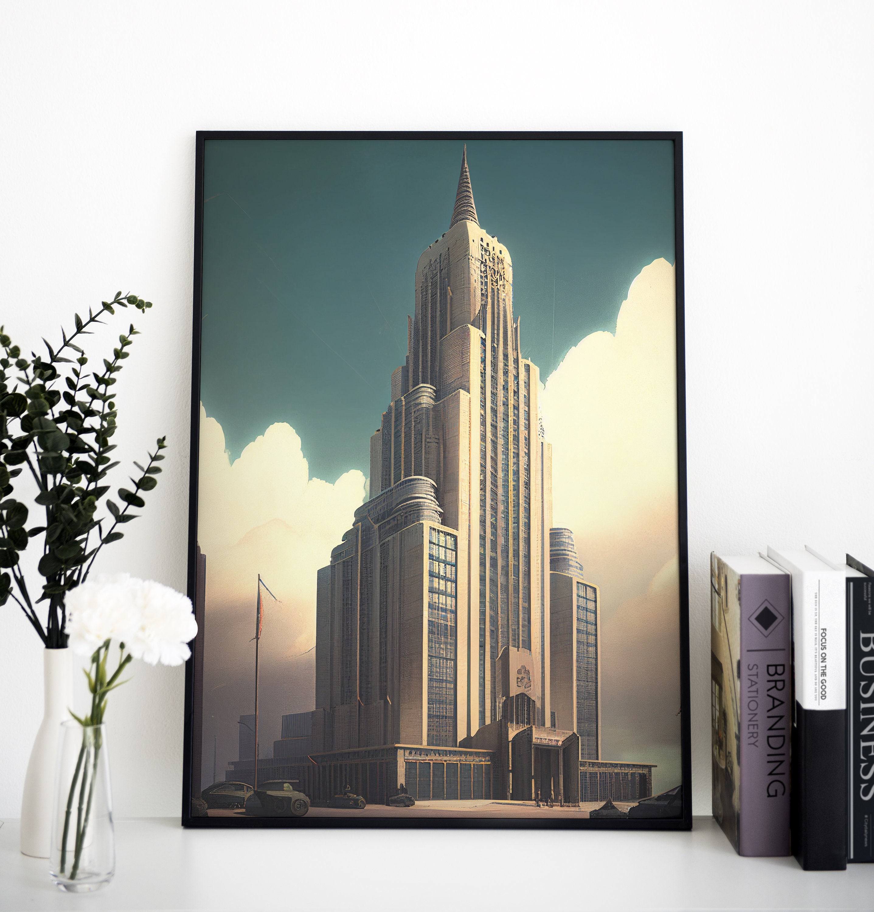 Vintage Skyscraper Art Deco Inspired Print Classic Architecture Wall ...