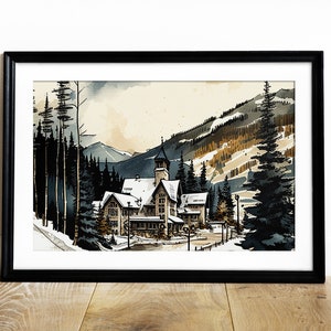 Watercolor & Ink Illustration of Vail Ski Resort | Vibrant Colorado ...