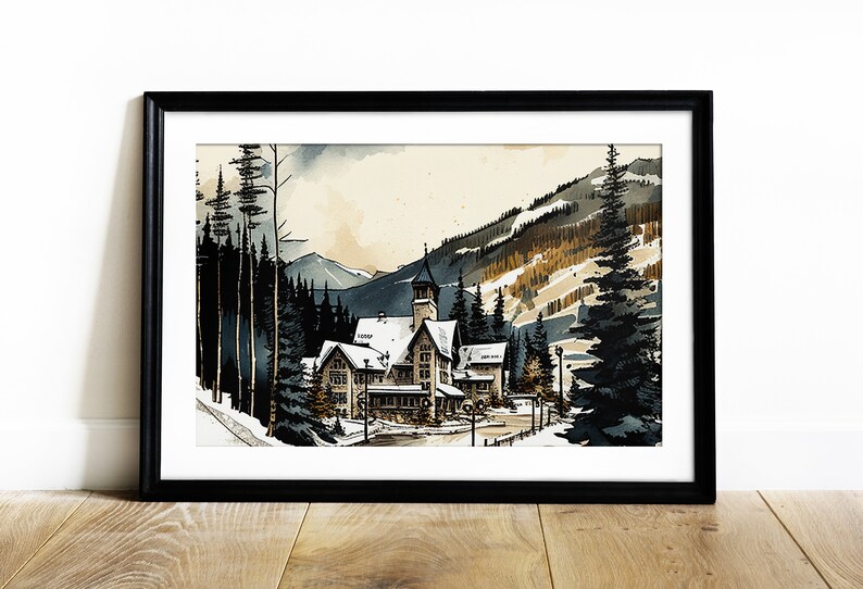 Watercolor & Ink Illustration of Vail Ski Resort Vibrant Colorado ...