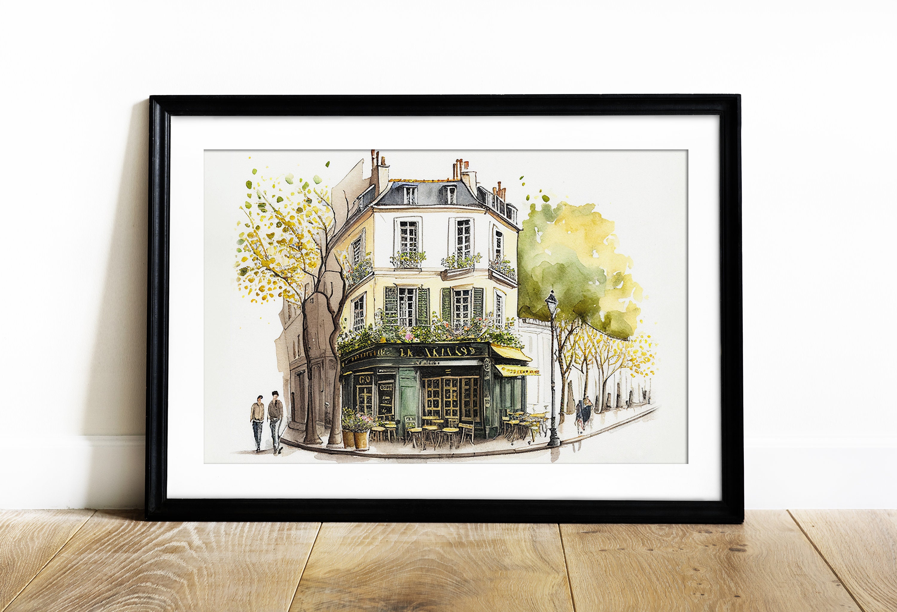 Watercolor Ink Illustration Parisian Restaurant Scene Charming French ...