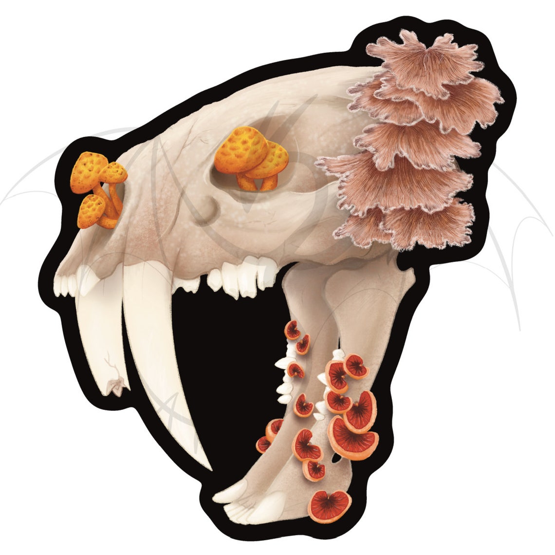 Fungal Sabertooth Skull Die Cut Sticker - Etsy