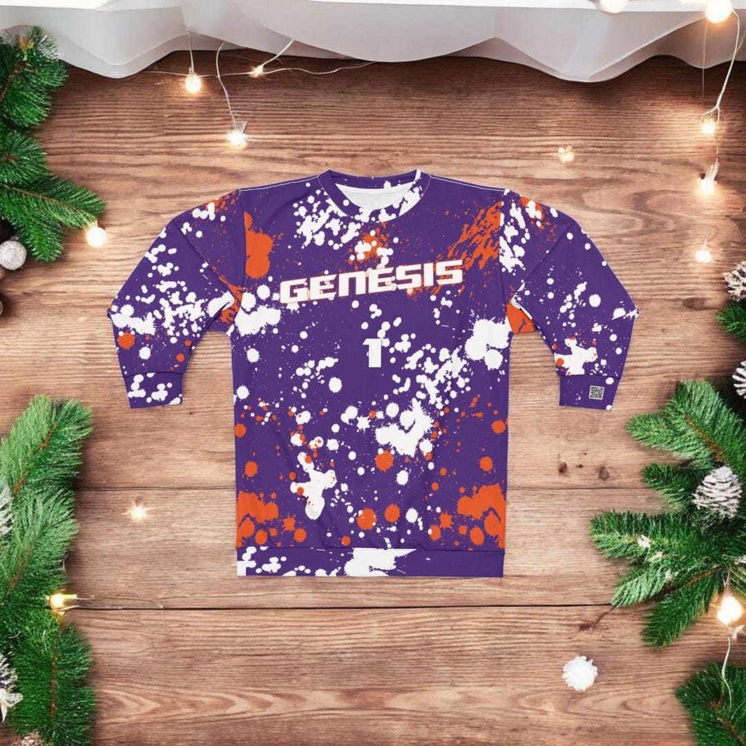 Sunset Paint Splatter Sweatshirt, Genesis Print Pullover - Etsy