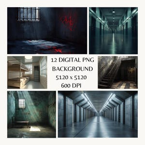 Dark Prison Digital Backdrop, Abandoned Jail Cell Background, Moody ...