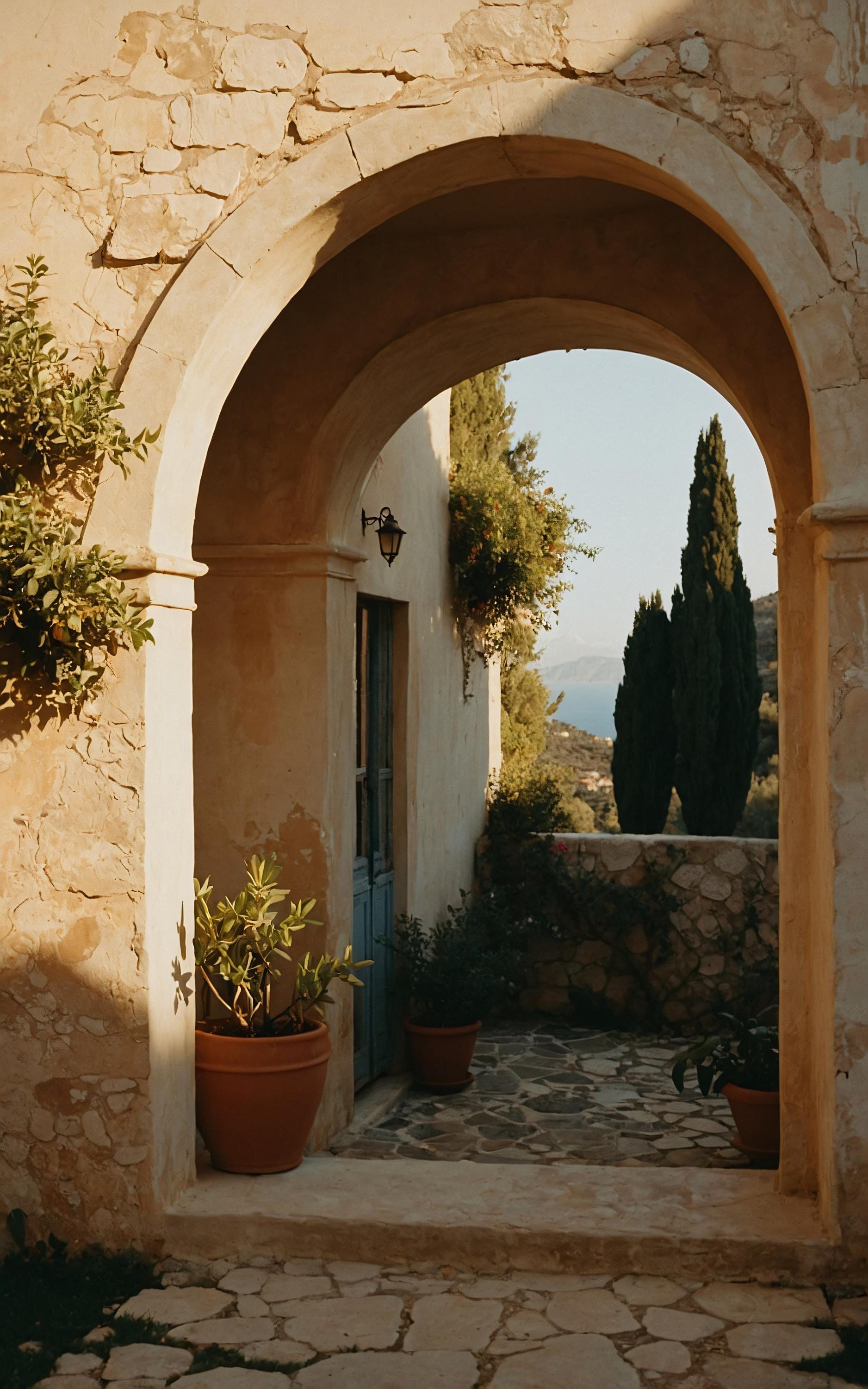 Mediterranean Archway Digital Backdrop, Rustic Villa Photo Background ...