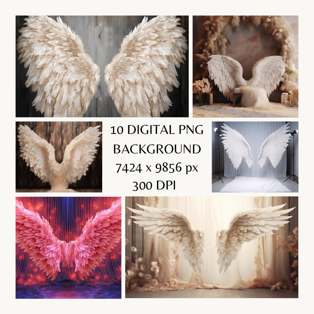 Angel Wings Maternity Digital Backdrop Overlays, Wings Digital ...