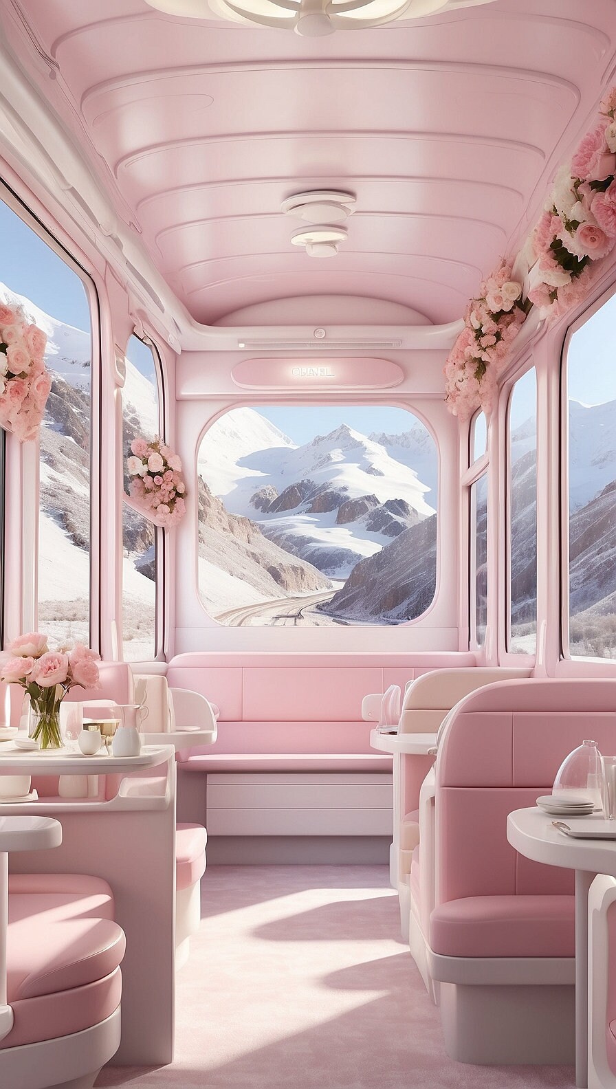 Digital Backdrop Pink Train Interior | Vintage Travel-themed Photo ...