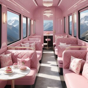 Digital Backdrop Pink Train Interior | Vintage Travel-themed Photo ...
