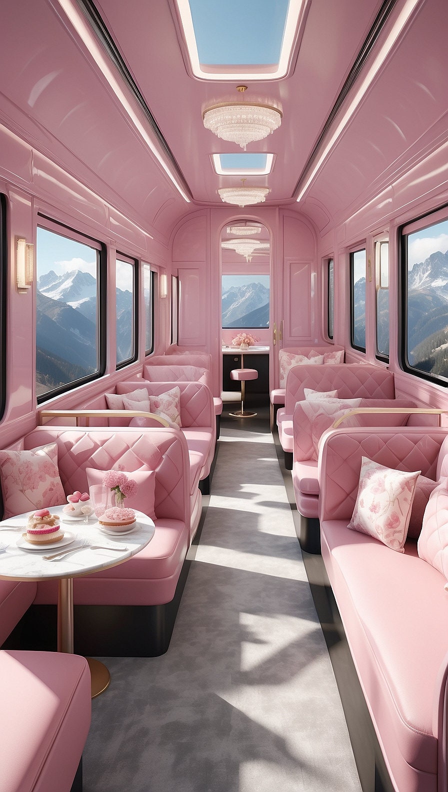 Digital Backdrop Pink Train Interior | Vintage Travel-themed Photo ...