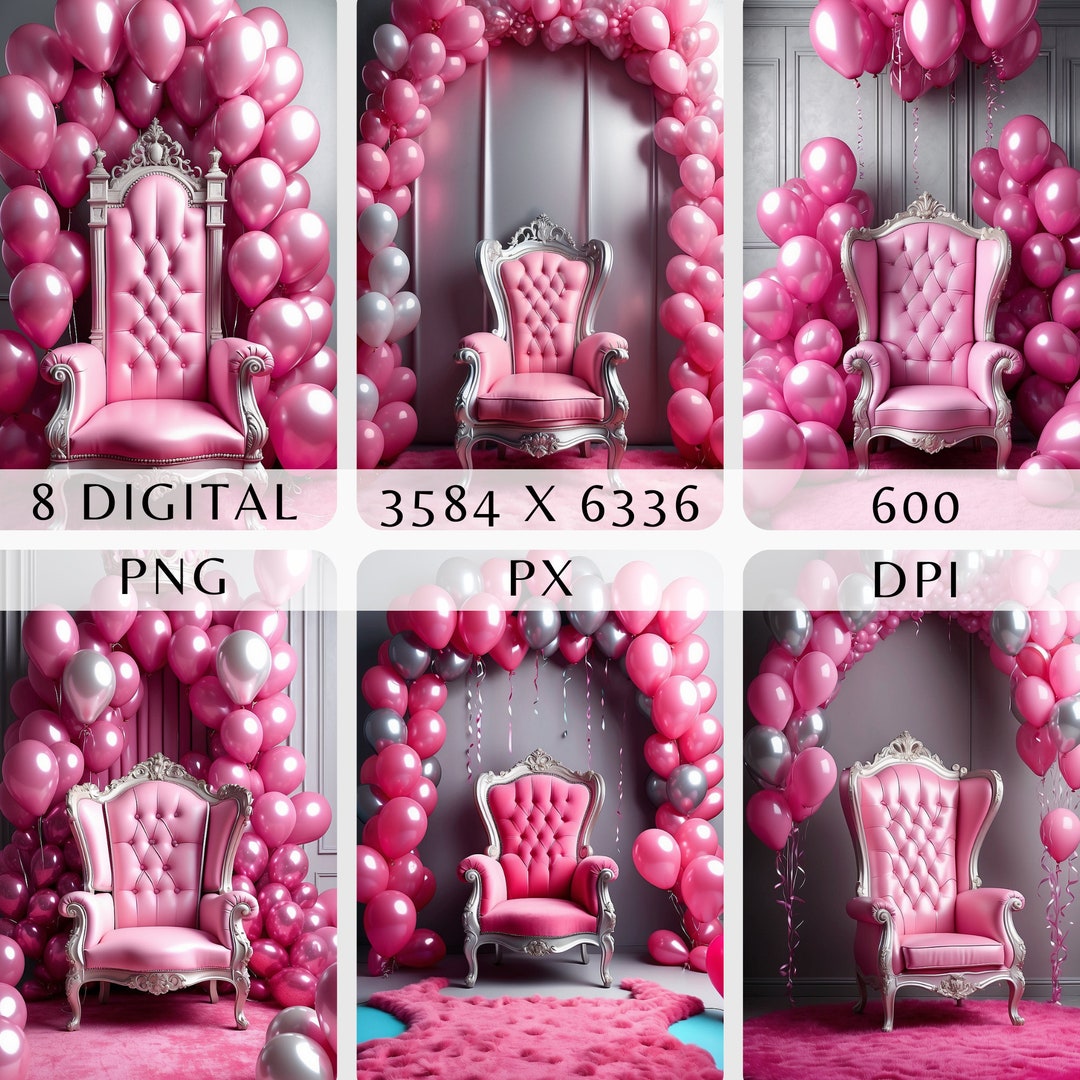Pink Throne Digital Backdrop for Portrait Photography Elegant and ...