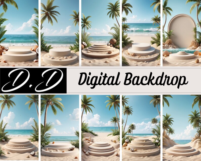 3D Seaside Sand Digital Background Realistic Beach Photo Overlay ...