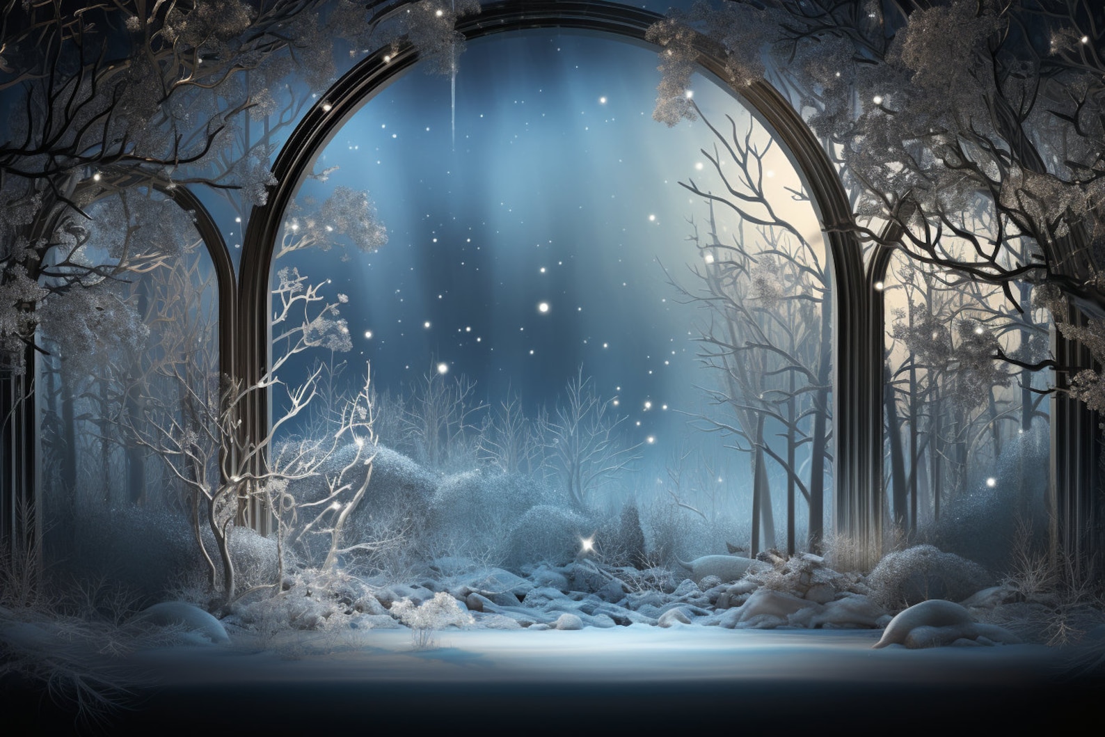 Winter Wonderland Backdrop for Photoshop - Snowflakes, Icicles,glowing ...