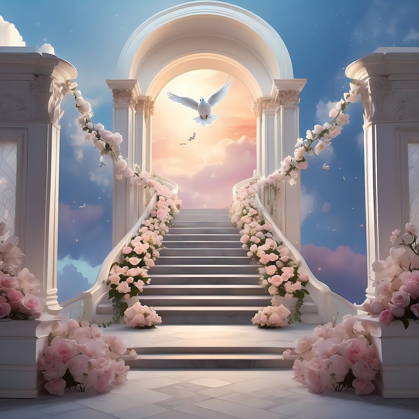 Digital Heavenly Staircase Backdrop for Memorial - High-resolution ...
