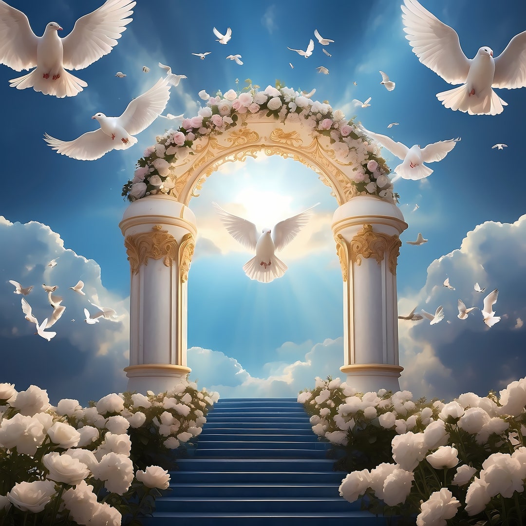 Digital Heavenly Staircase Backdrop for Memorial - High-resolution ...