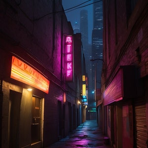 Digital Background Urban Alley | Flickering Neon Lights Overlay | Neon ...