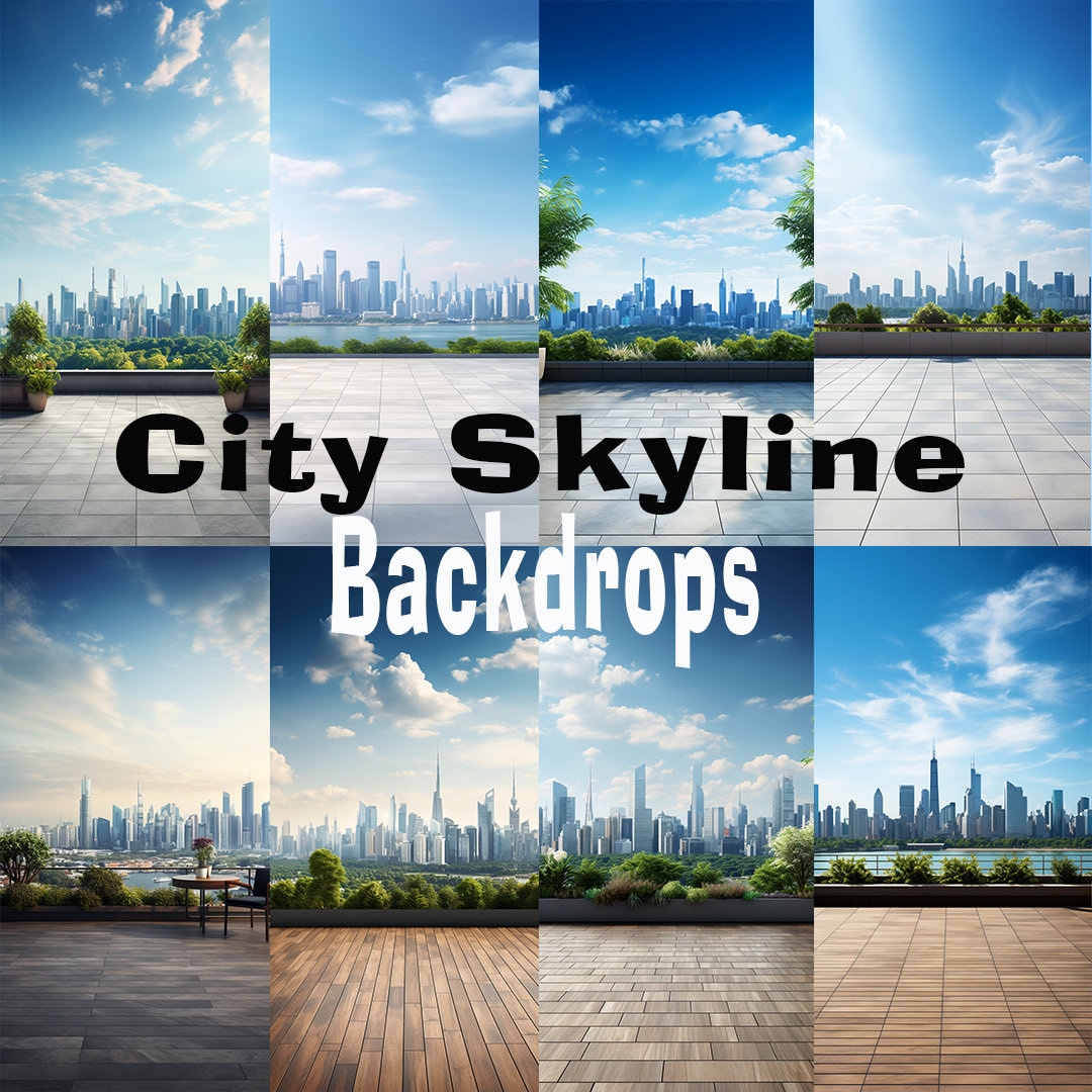 8 City Skyline Backdrops, Digital Photo Backgrounds for Photoshop,city ...