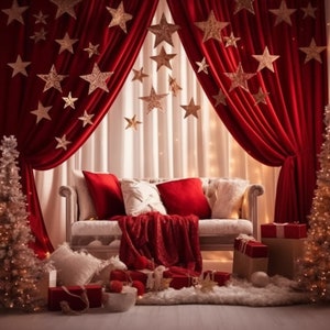 Christmas Digital Backdrop: Festive Holiday Background for Photoshop ...