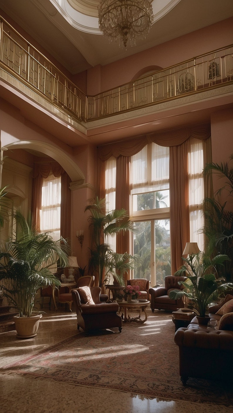 Digital Backdrop Hollywood 1980 Hotel Lobby | Vintage Film-inspired ...