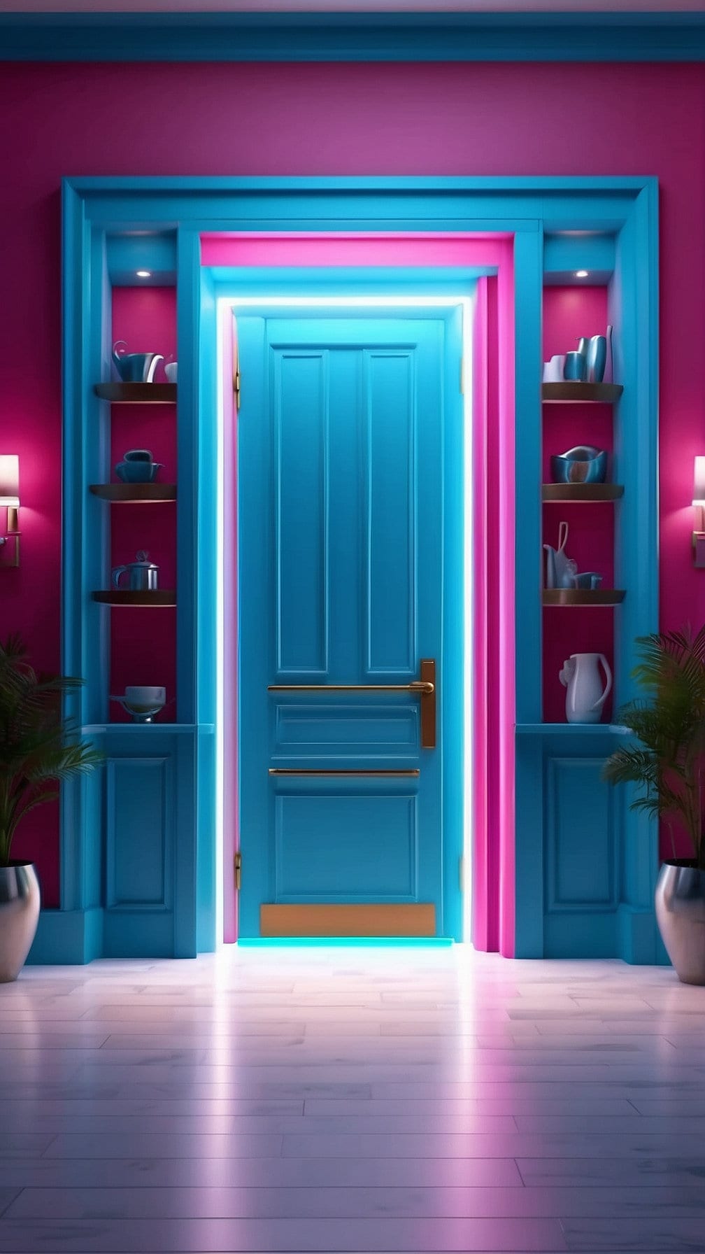 Digital Backdrop Luxury Door, Pink and Turquoise Doorway Background ...