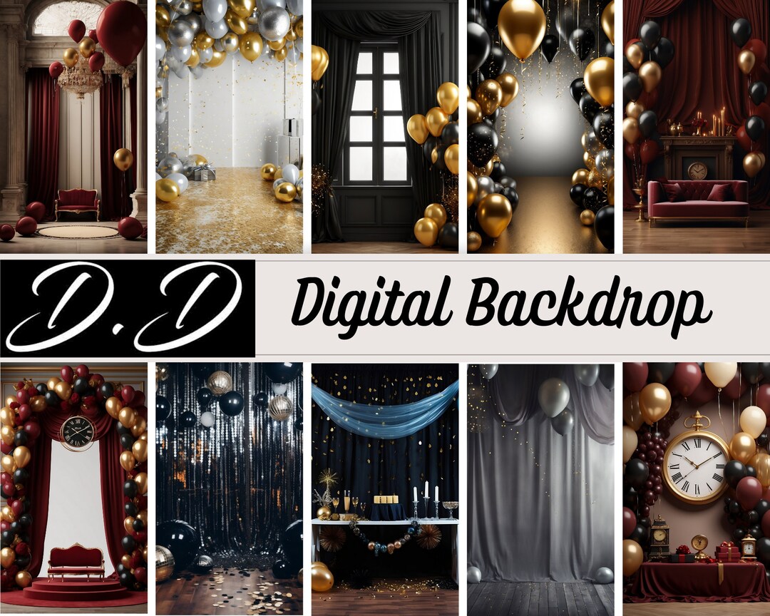 Happy New Year Backdrop High-resolution Editable Photoshop - Etsy