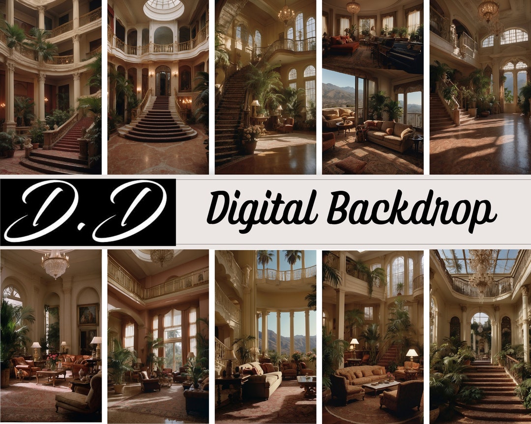 Digital Backdrop Hollywood 1980 Hotel Lobby Vintage Film-inspired ...