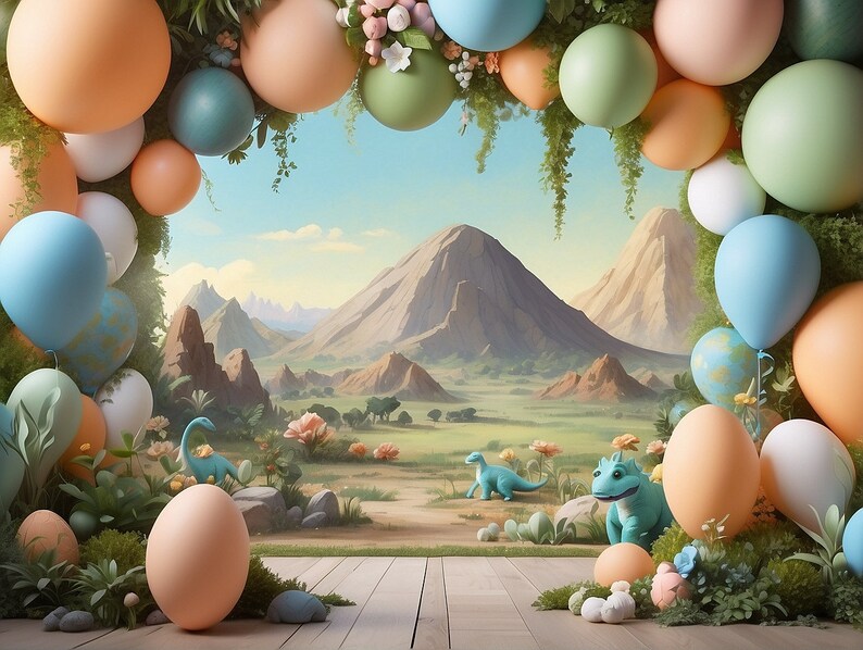 Adorable Dinosaur-themed Backdrops, Children’s Party Decor, Playful ...