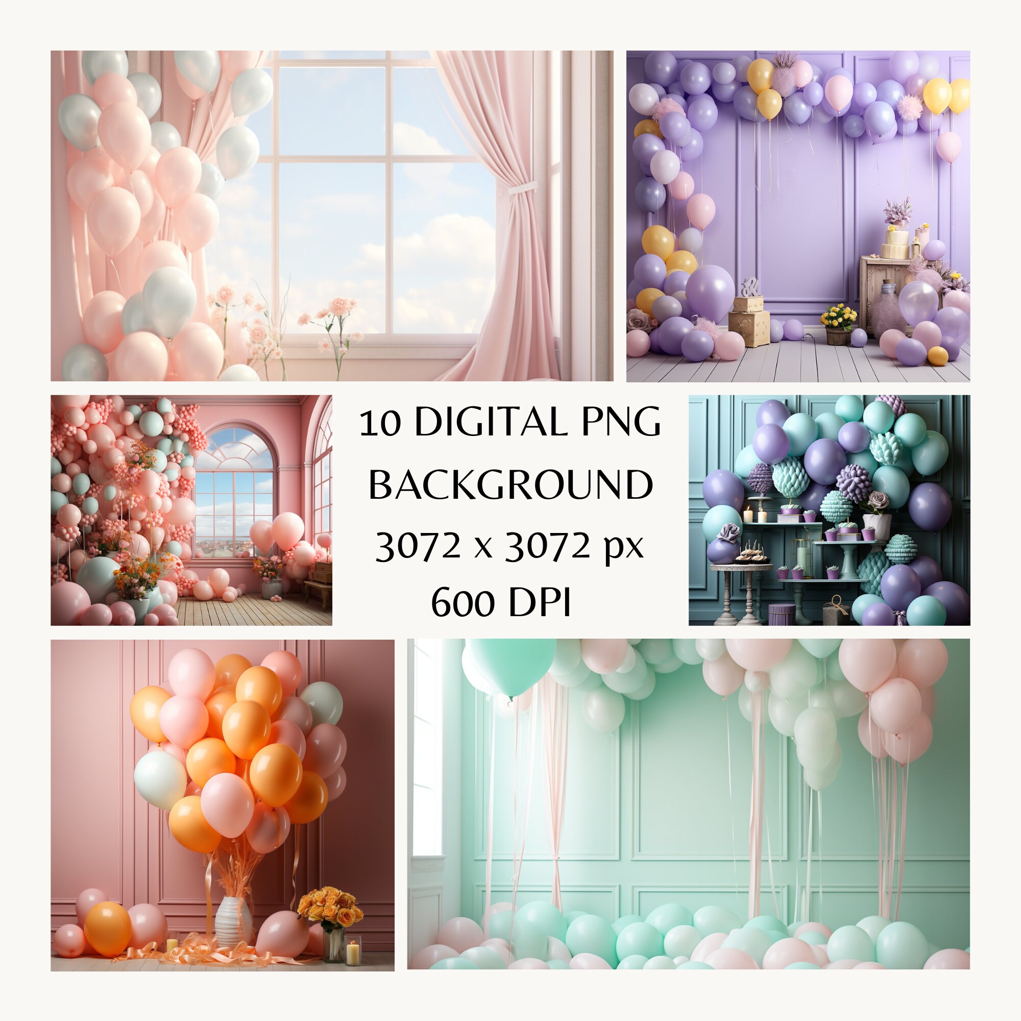 Dreamy Pastel Balloon Room Backgrounds for Photoshop - Infuse Airy ...