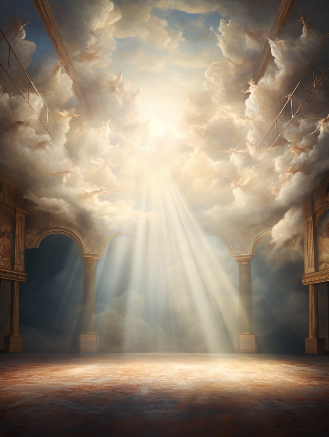 Heavenly Light Digital Backdrops, Ethereal Cloudscape, Divine ...