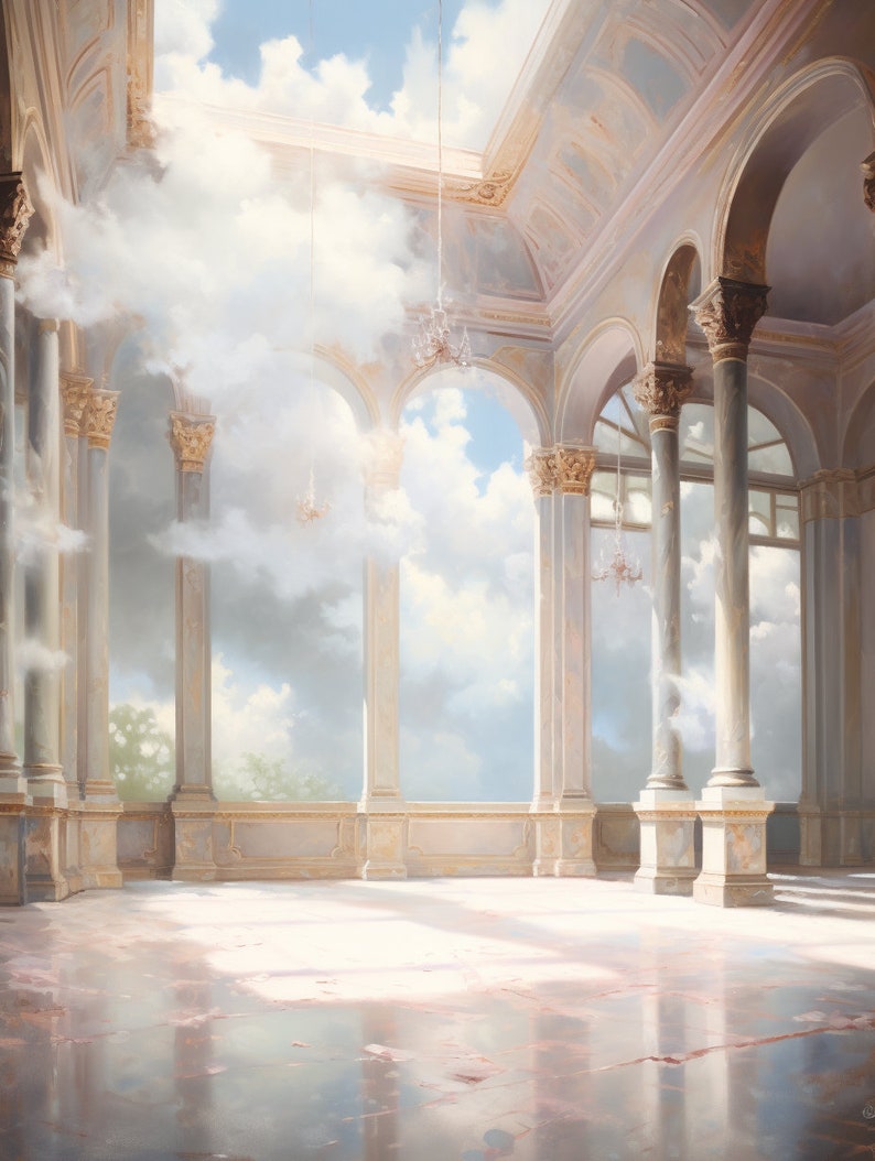Heavenly Light Digital Backdrops, Ethereal Cloudscape, Divine ...
