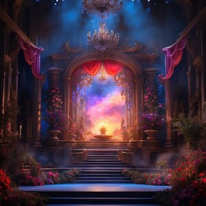 Enchanting Fairy Tale Stage Backdrop - Magical Forest & Starry Night ...