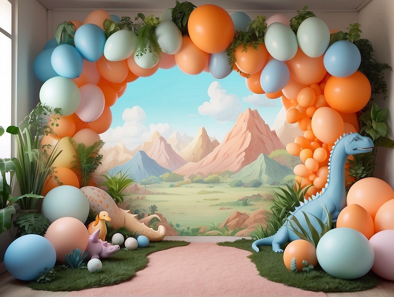 Adorable Dinosaur-themed Backdrops, Childrens Party Decor, Playful ...