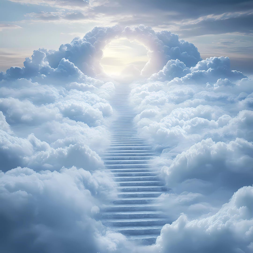 Heaven Stairway Funeral Program Background | Memorial Digital Backdrop ...