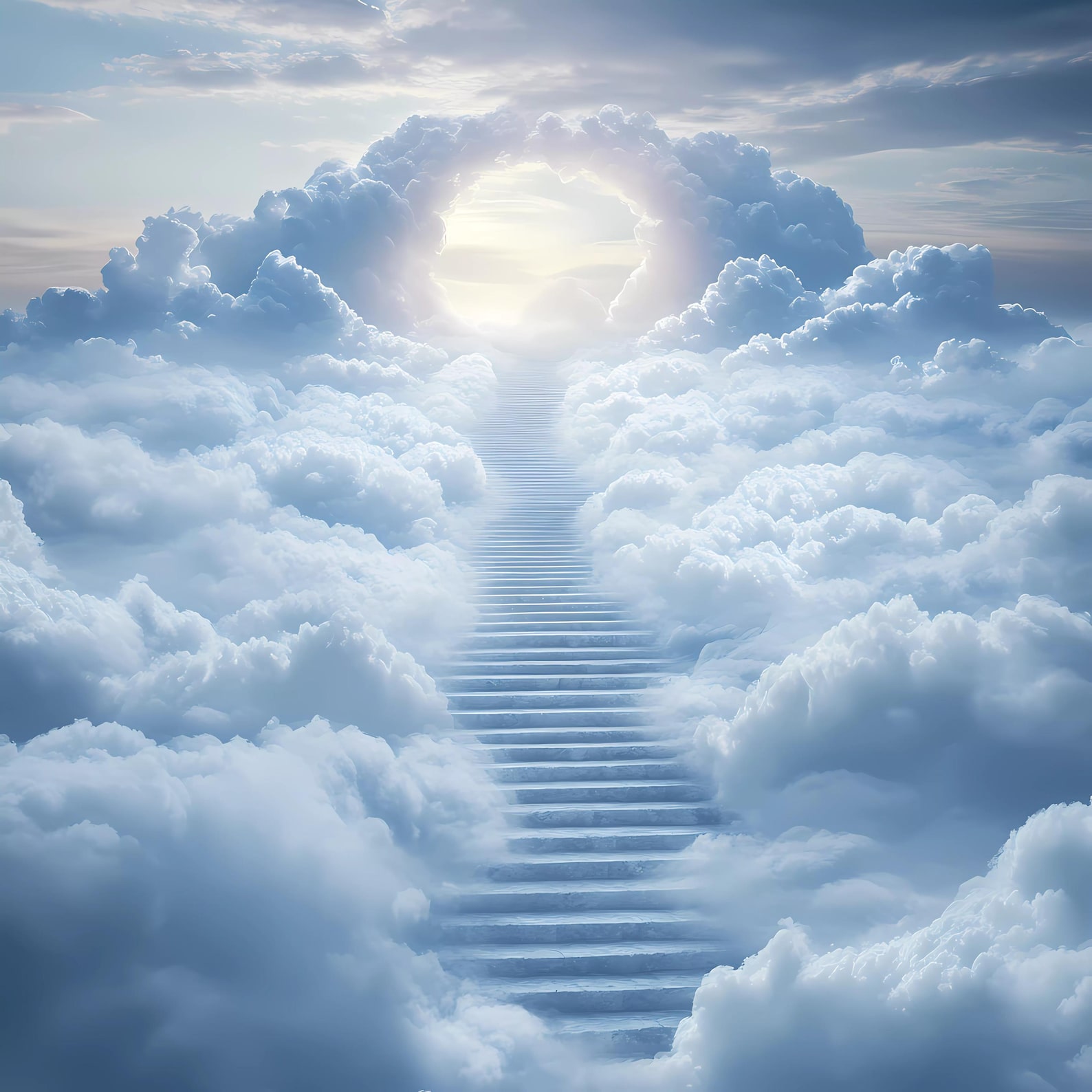 Heaven Stairway Funeral Program Background | Memorial Digital Backdrop ...