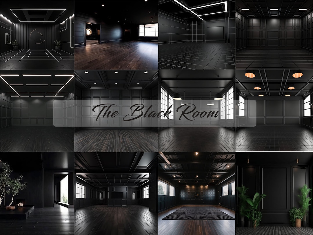 The Black Room Backdrop, 12 Black Room Overlays,photoshop Background ...