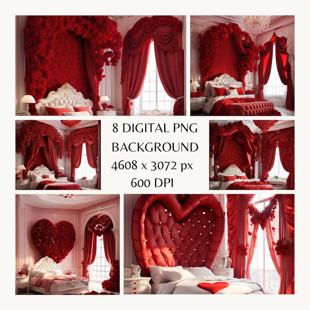 Digital Background Valentine's Day Theme Bedroom Digital Background ...