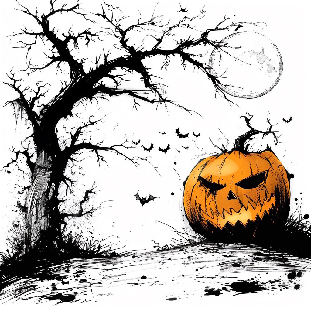 Spooky Halloween Graveyard Digital Backdrop for Photoshop With Jack-o ...