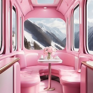 Digital Backdrop Pink Train Interior | Vintage Travel-themed Photo ...
