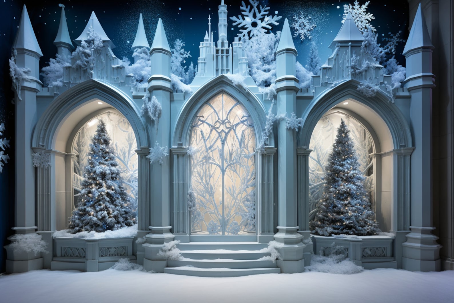 Winter Wonderland Backdrop for Photoshop Snowflakes, Icicles,glowing ...
