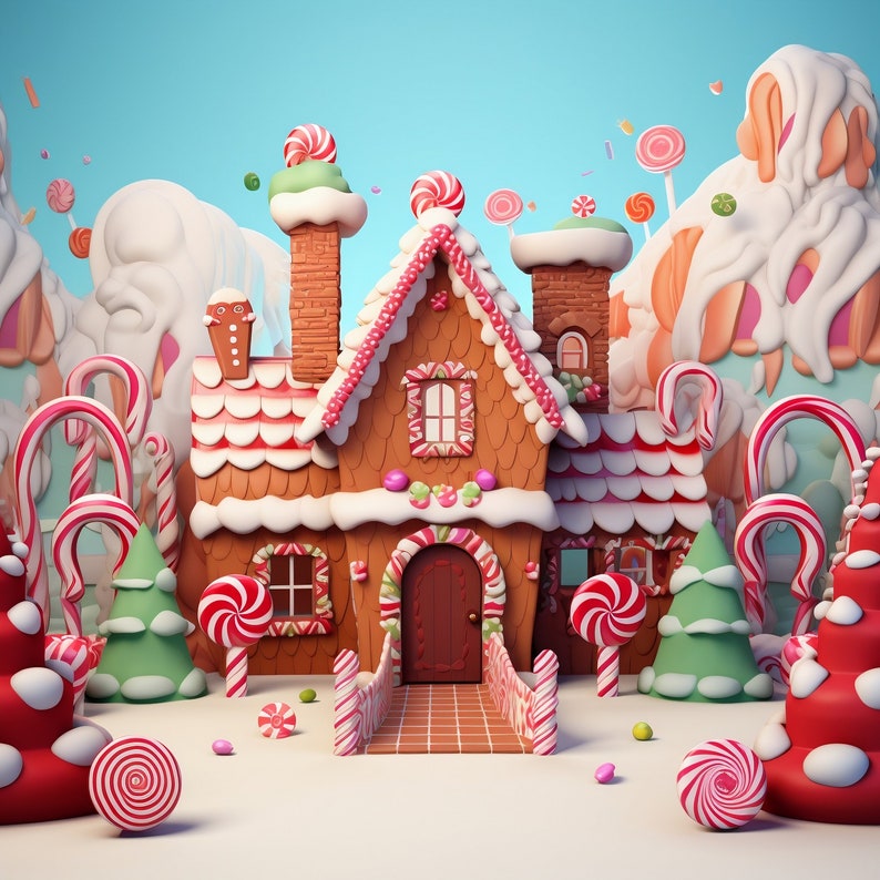 Christmas Candy Land Backdrop | Festive High-resolution Digital ...