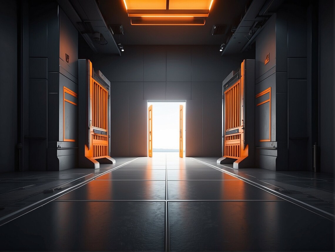 Digital Backdrop Multi Color Neon Gates, Futuristic Backdrop ...