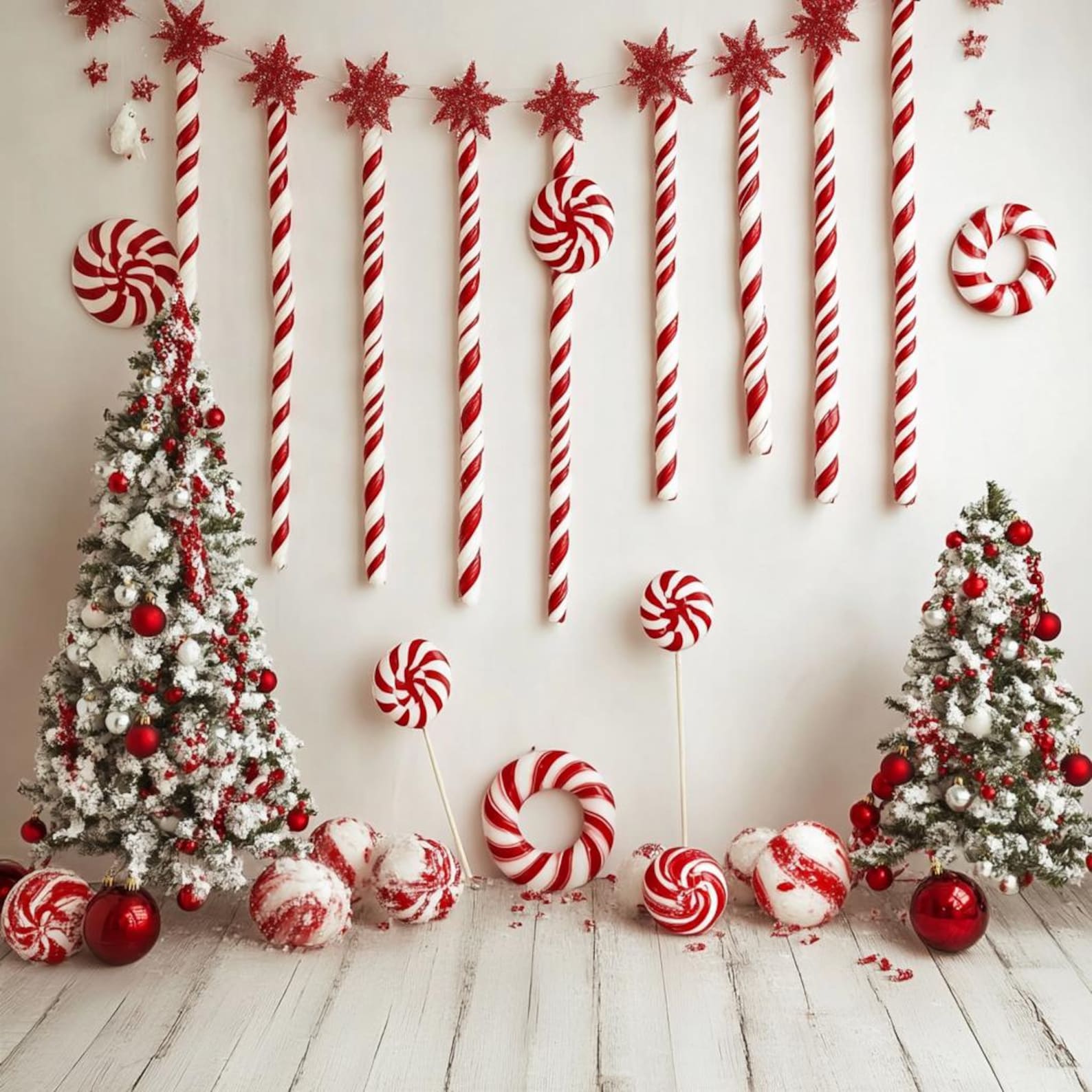 Candy Cane Christmas Photography Backdrop, Peppermint Lollipop Holiday ...