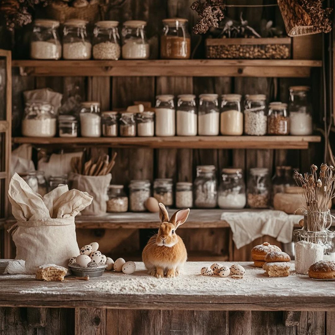 Rustic Easter Bakery Digital Backdrop | Cozy Farmhouse Kitchen With ...