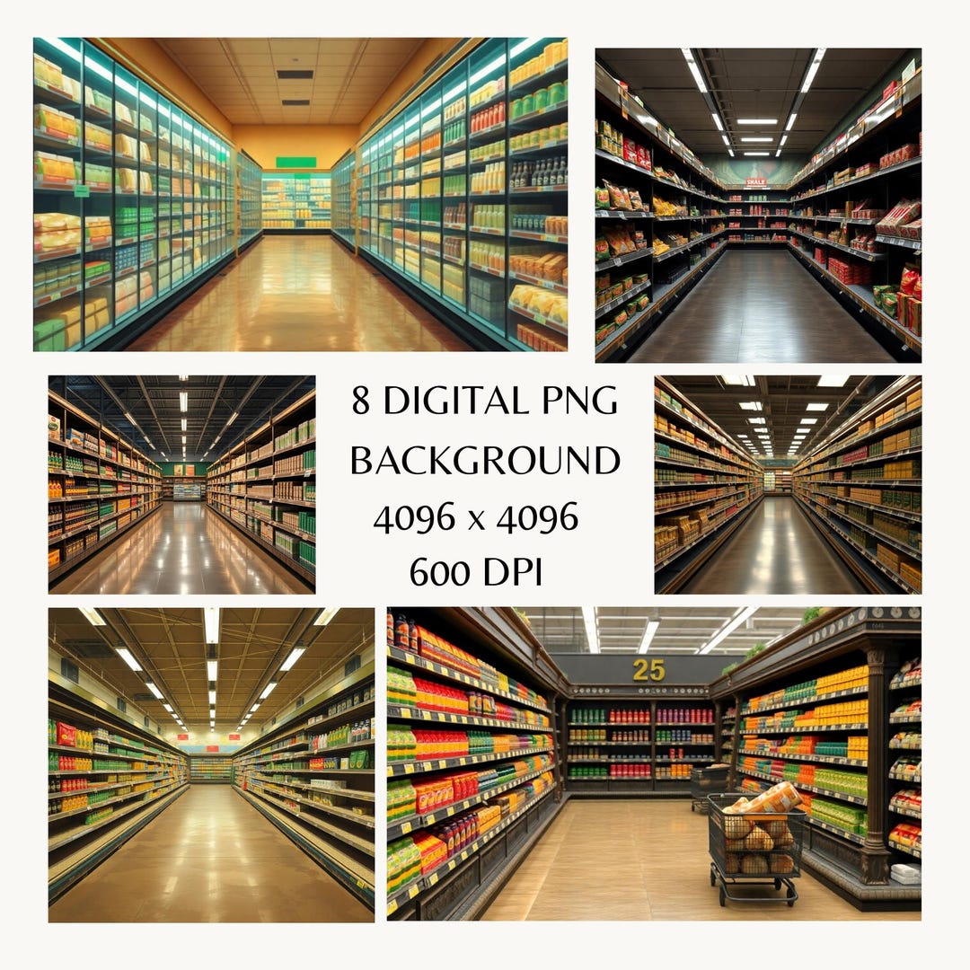Realistic Grocery Store Aisle Backdrop for Photography | Supermarket ...