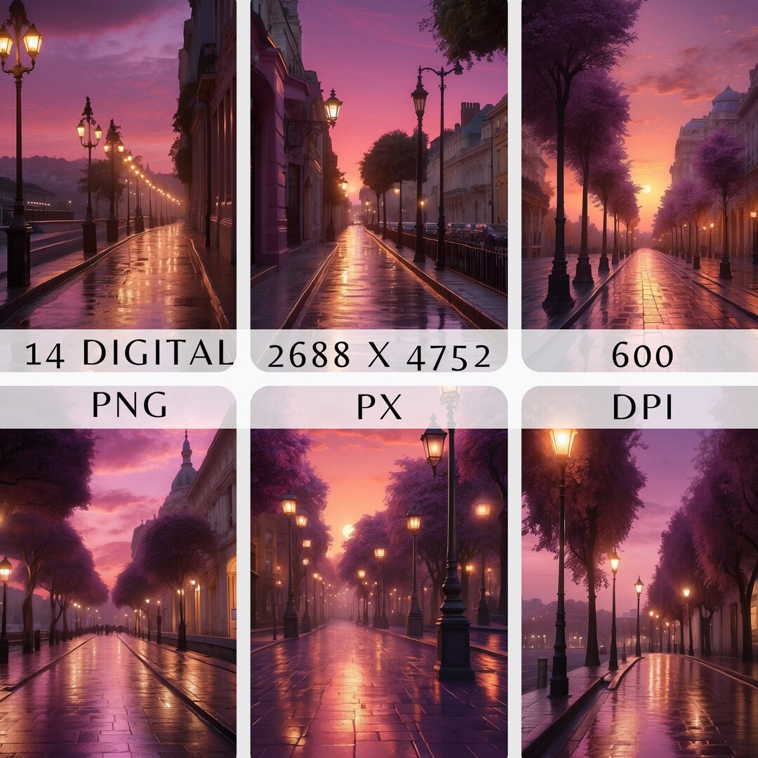Digital Backdrop of Enchanted Evening Promenade Illuminated Pathway ...