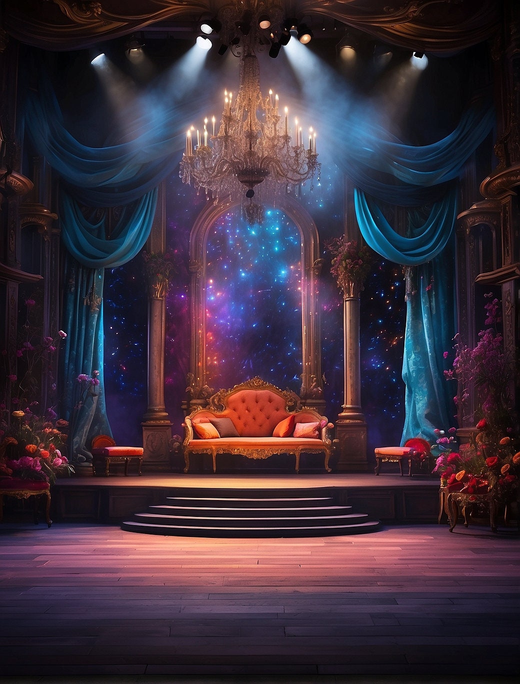 Enchanting Fairy Tale Stage Backdrop - Magical Forest & Starry Night ...
