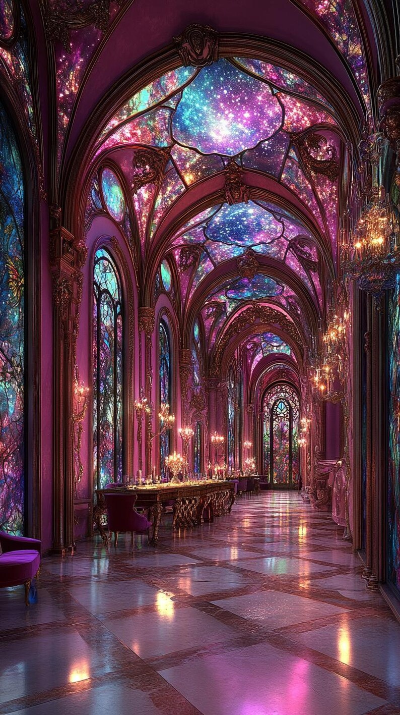 Grand Hall Digital Backdrop | Fantasy Galaxy Ceiling Ballroom ...