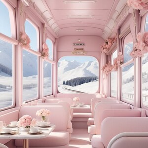Digital Backdrop Pink Train Interior | Vintage Travel-themed Photo ...