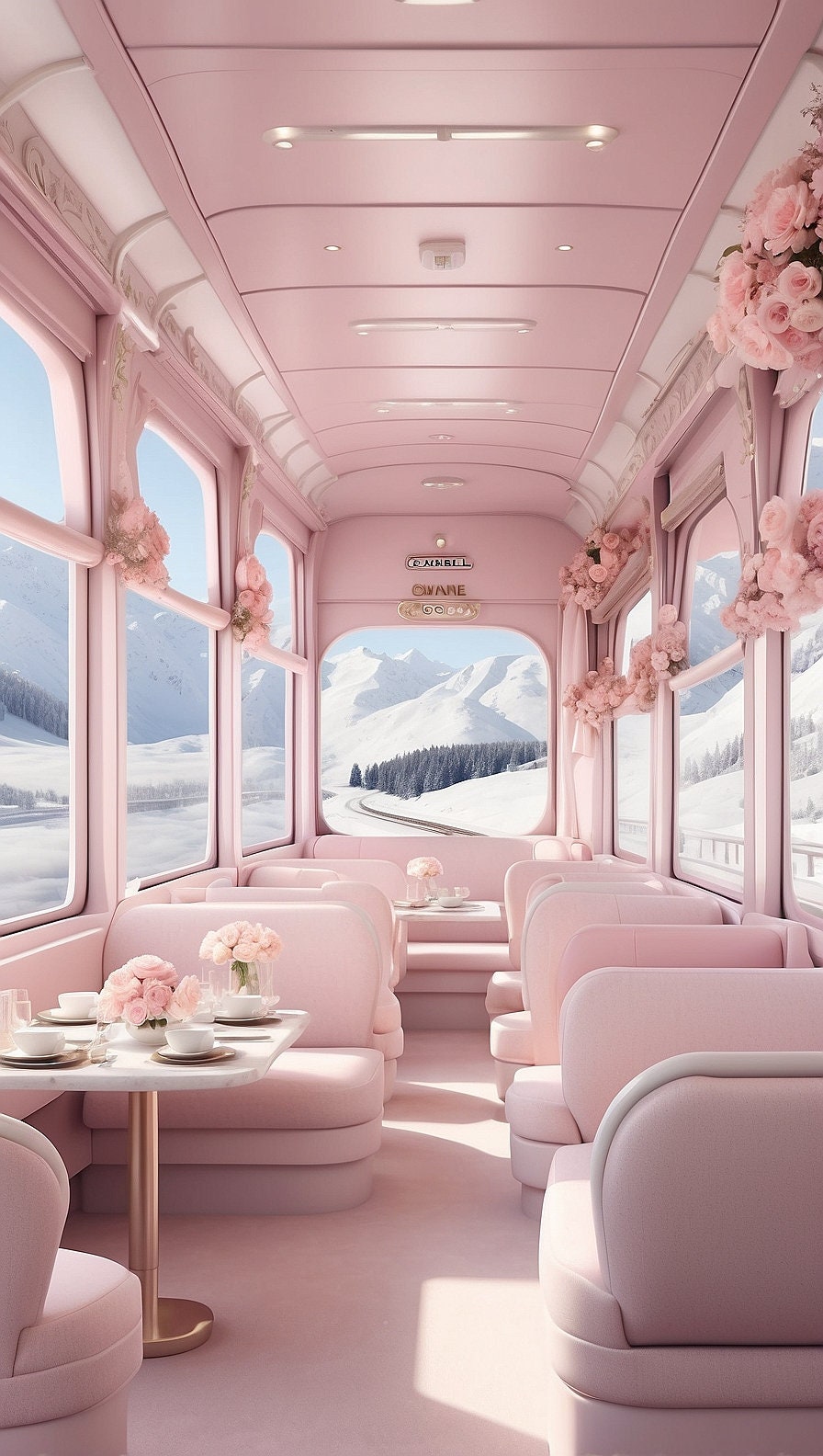 Digital Backdrop Pink Train Interior Vintage Travel-themed Photo ...